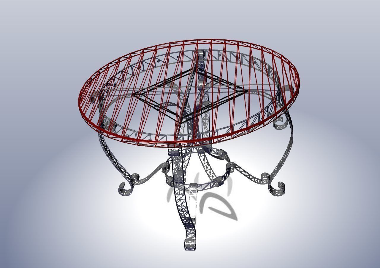 Medieval round table with forged metal and oak 3D model | CGTrader