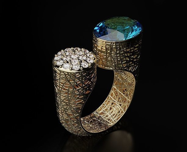 Topaz gold ring 3D model 3D printable | CGTrader