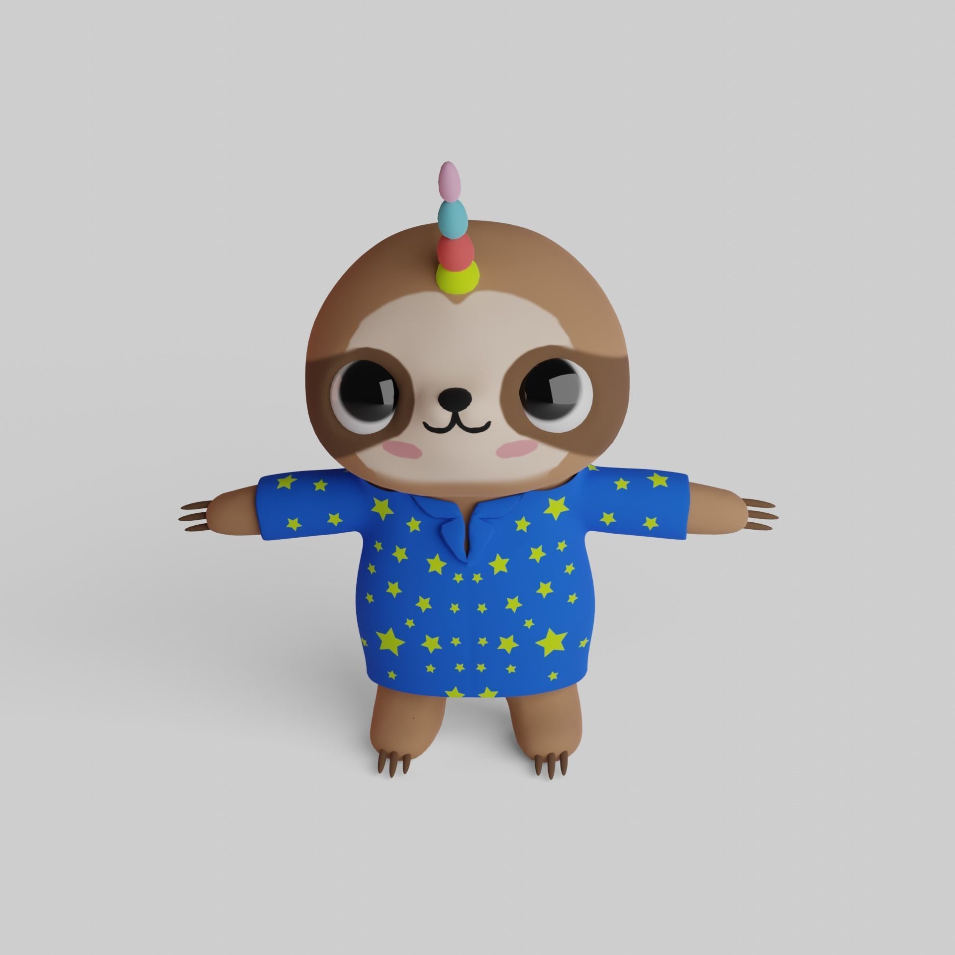 3D model Cute Cartoon Sloth Character VR / AR / low-poly | CGTrader
