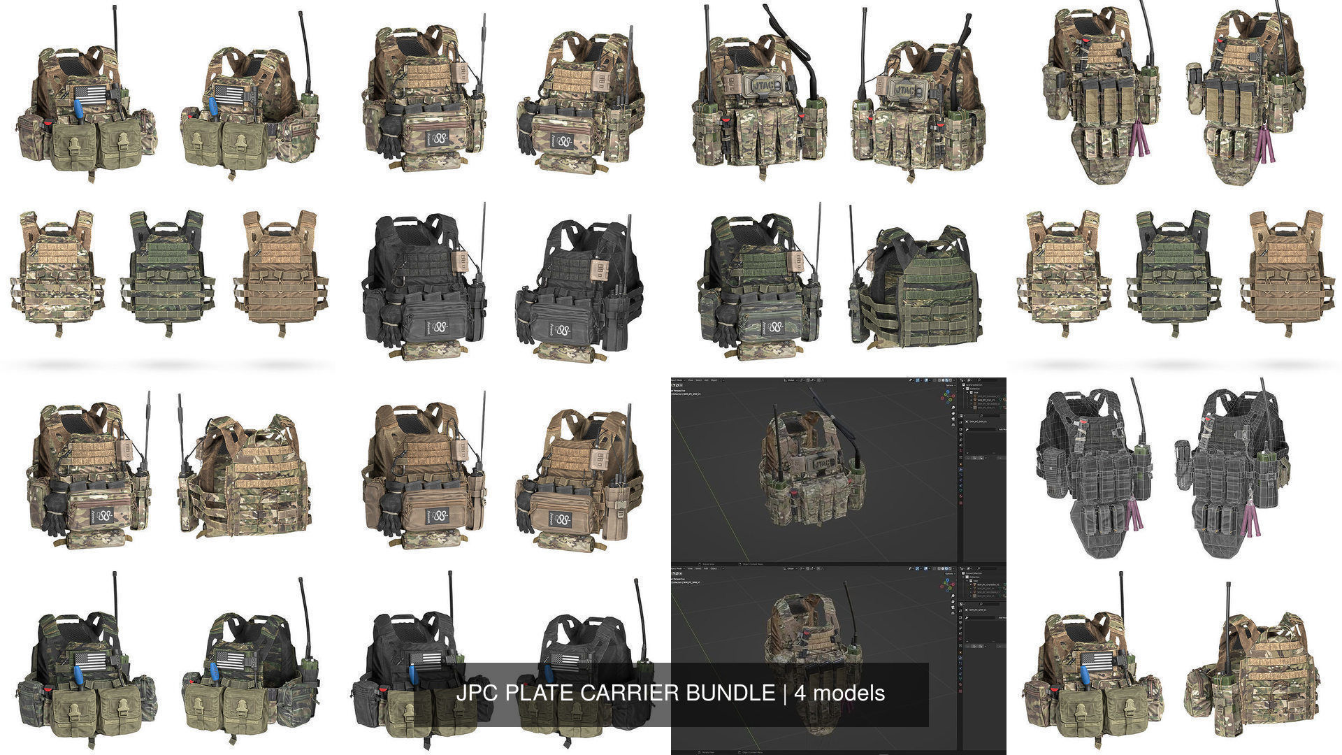 3D Model Collection JPC PLATE CARRIER BUNDLE VR / AR / low-poly | CGTrader