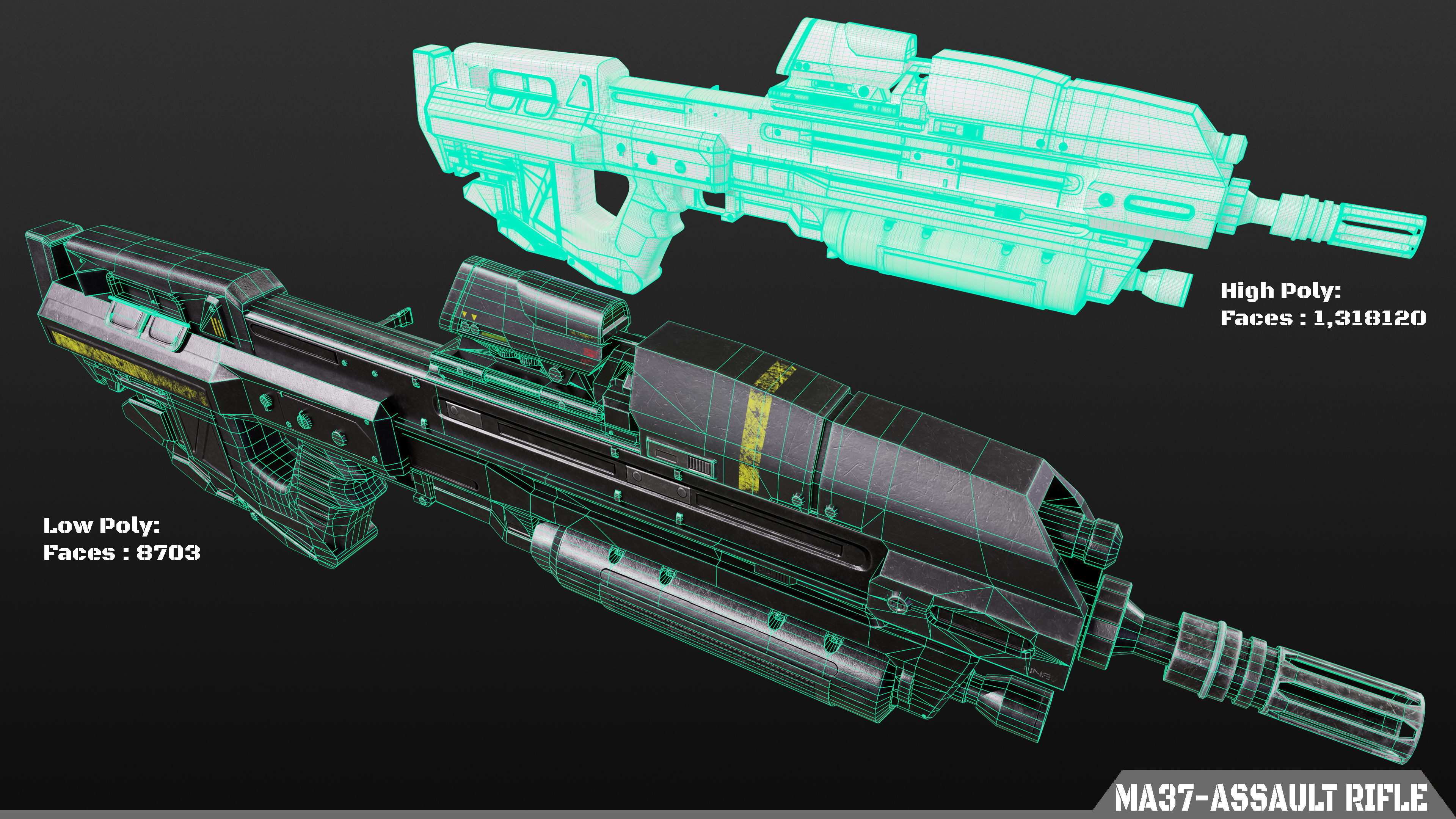 3D model MA 37 Assault Riffle Halo VR / AR / low-poly | CGTrader