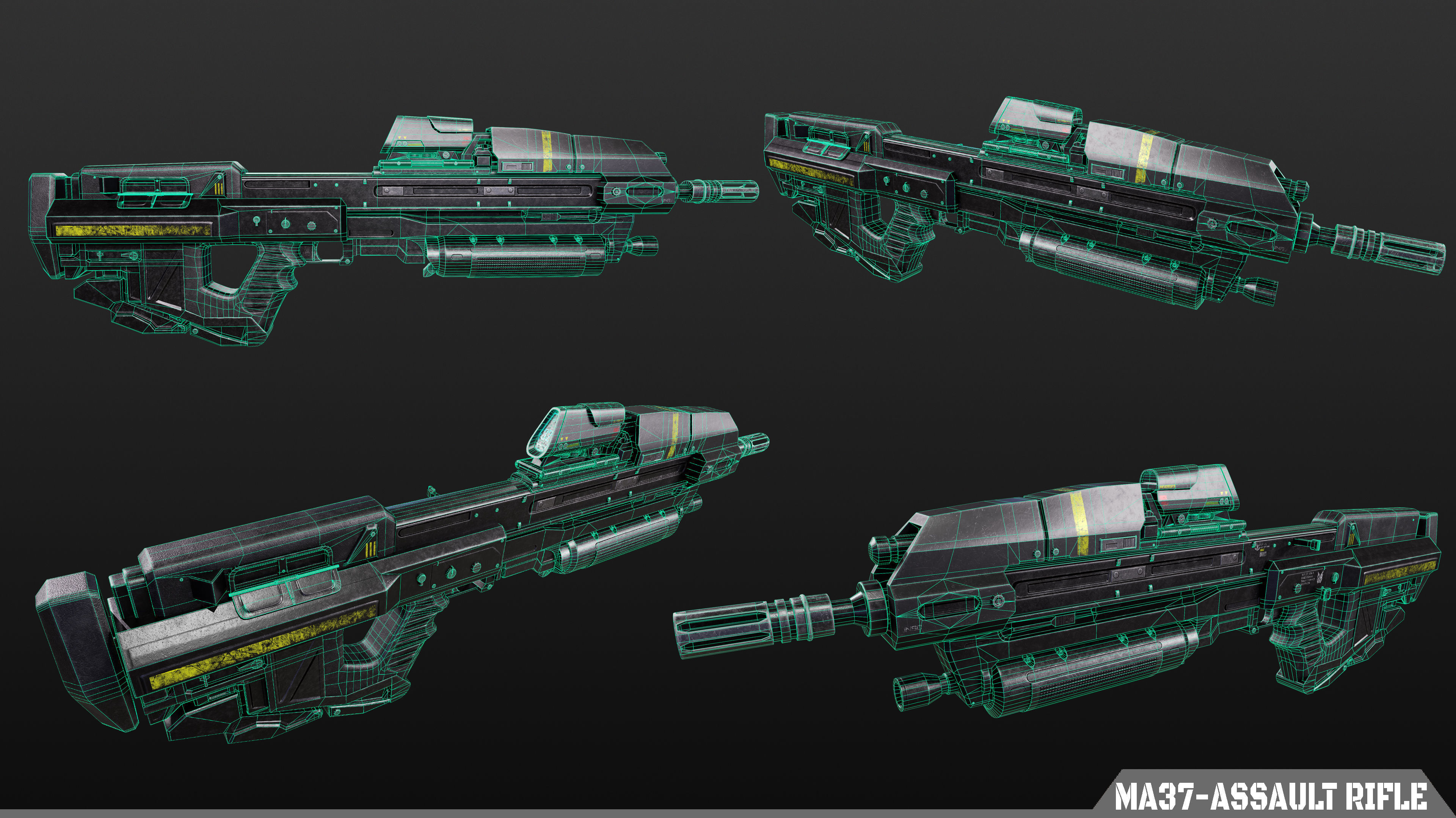 3D model MA 37 Assault Riffle Halo VR / AR / low-poly | CGTrader