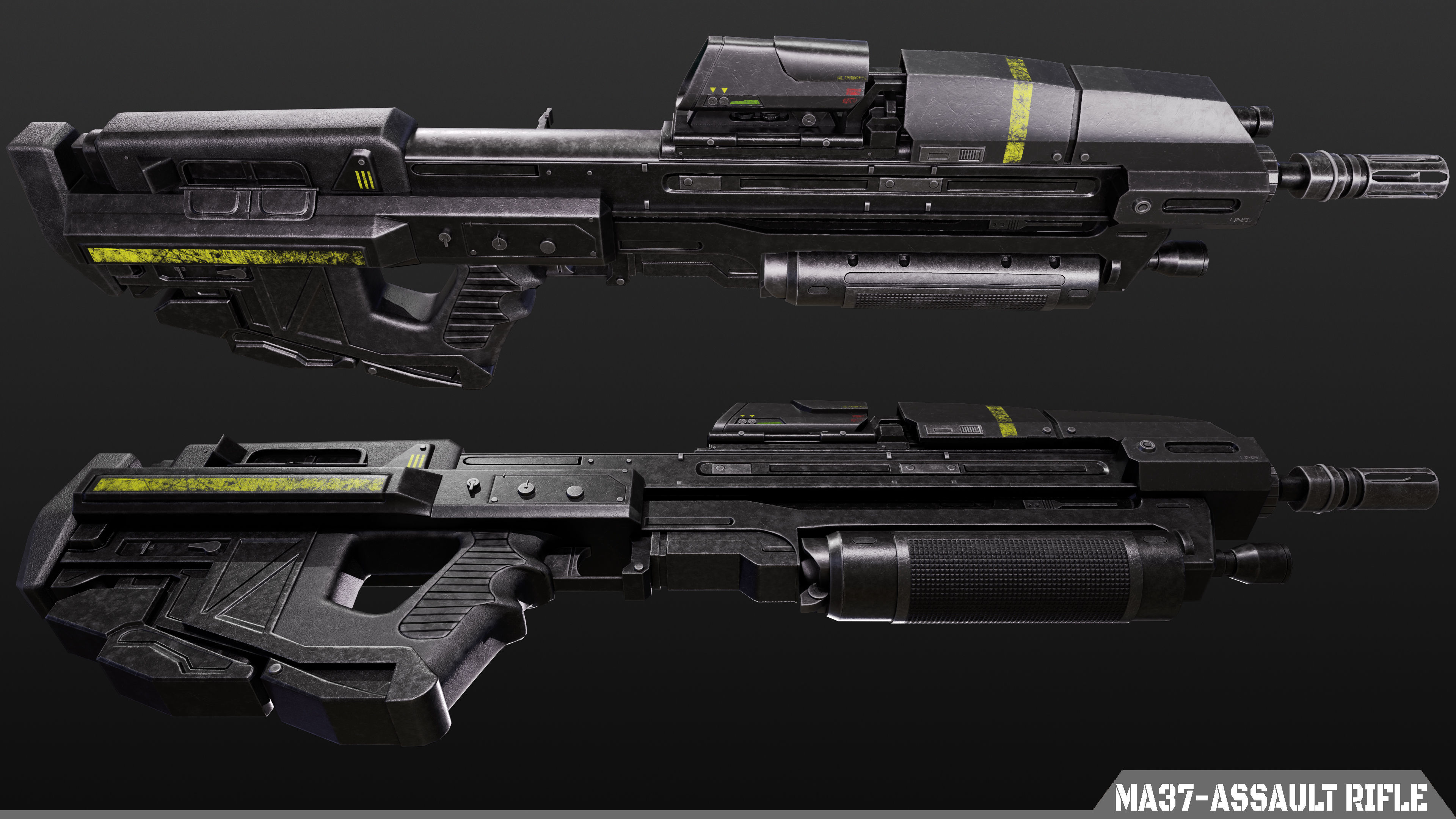 3D model MA 37 Assault Riffle Halo VR / AR / low-poly | CGTrader