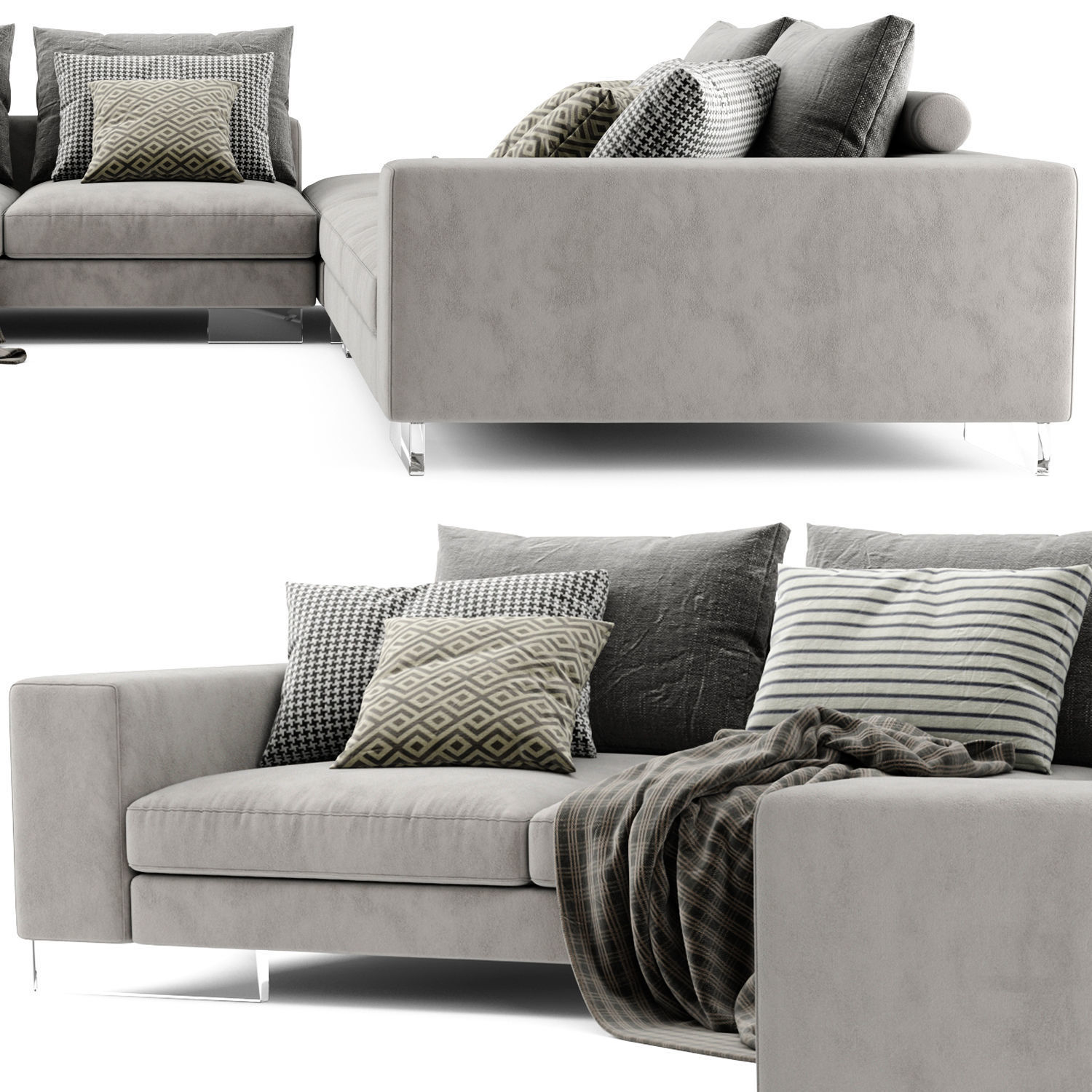 Flexform Lightpiece L Shaped Sofa 3D model | CGTrader