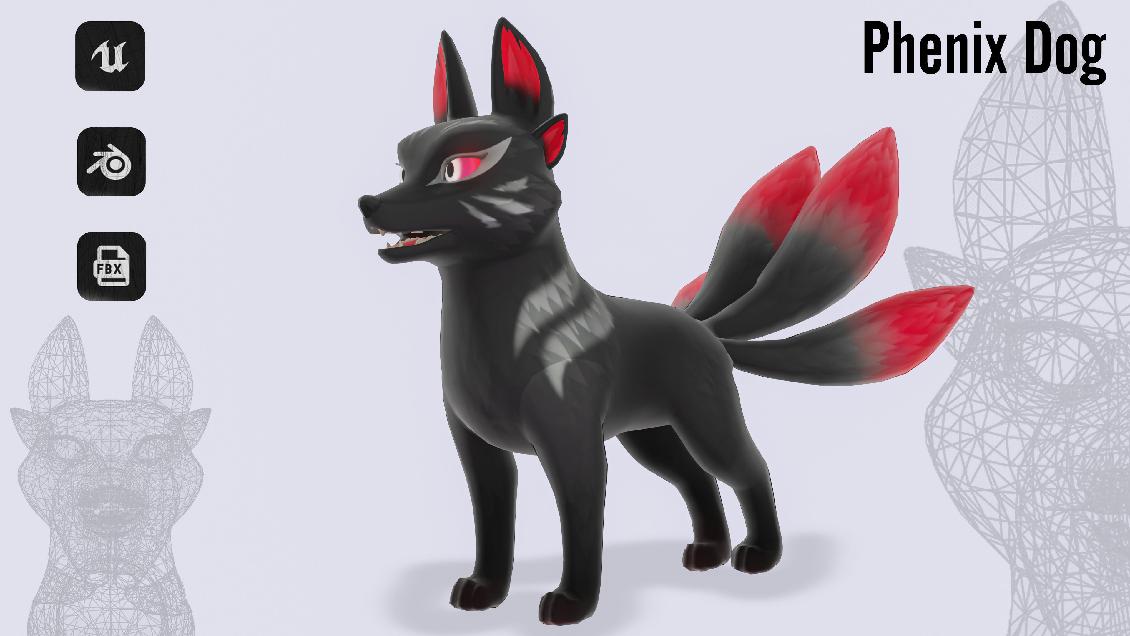 3D model Four Tailed Fox - Game Ready 3D model - UE4 Low-poly 3D model ...