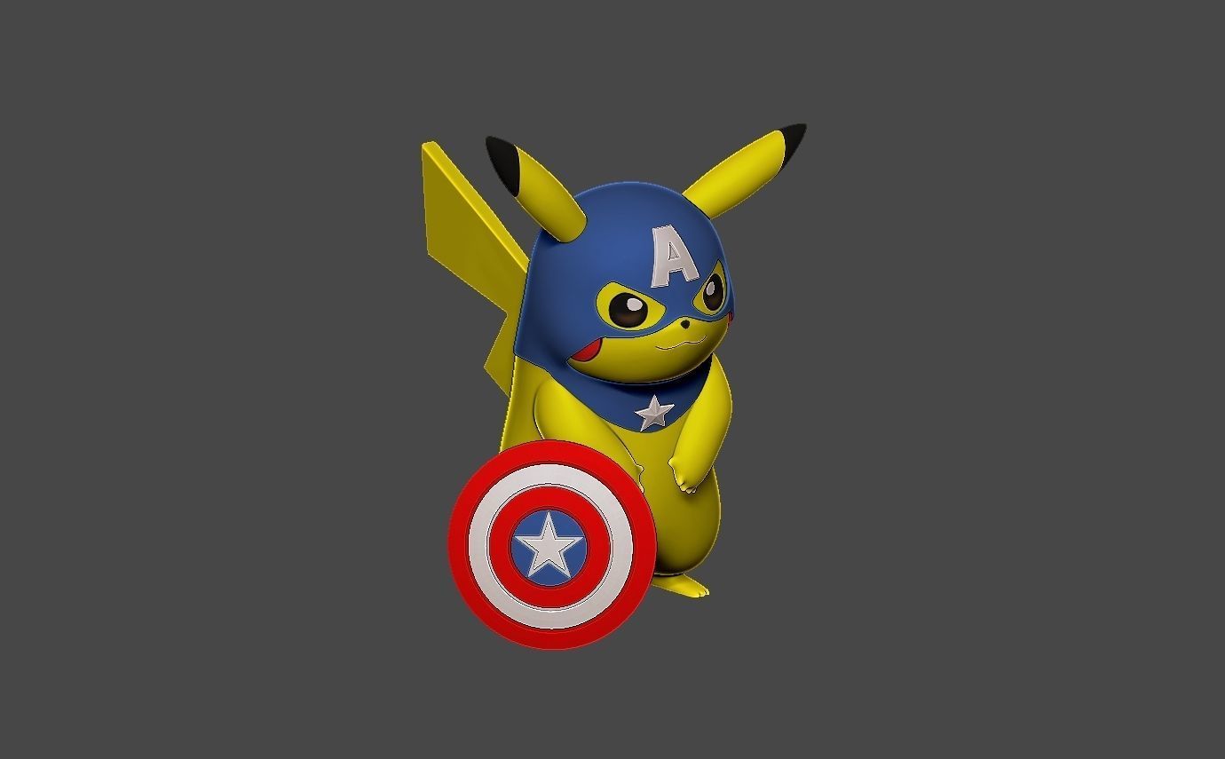 Pokemon pikachu cosplay captain america FREE free 3D model 3D printable ...
