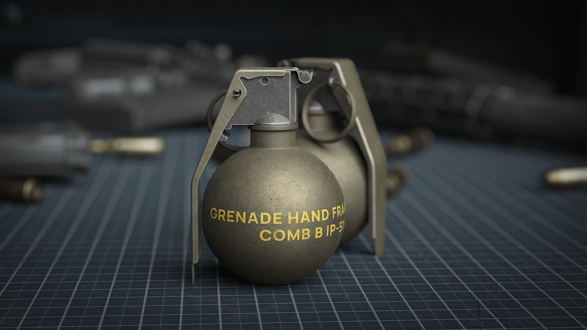 3D model Game Ready M67 Frag Grenade - Army Skin VR / AR / low-poly ...