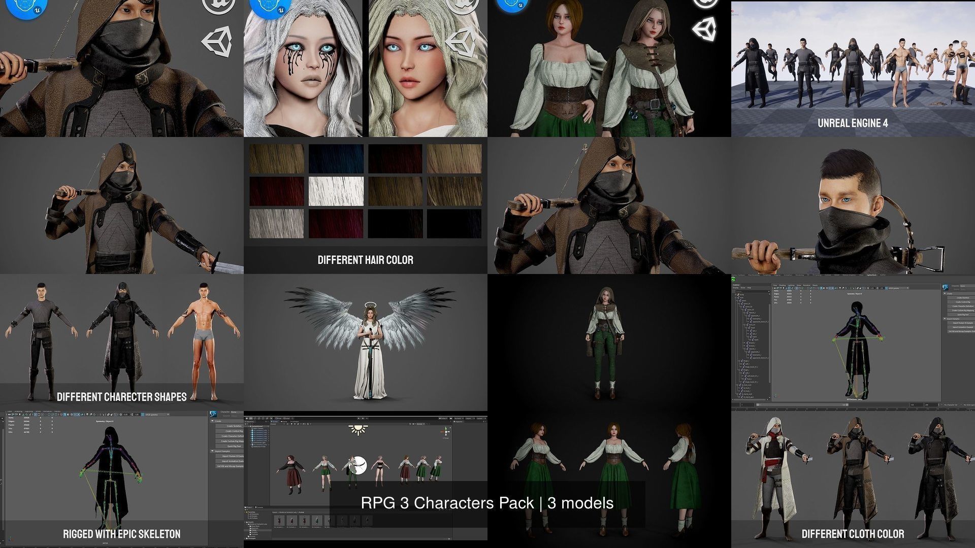 3D Model Collection RPG 3 Characters Pack VR / AR / low-poly | CGTrader
