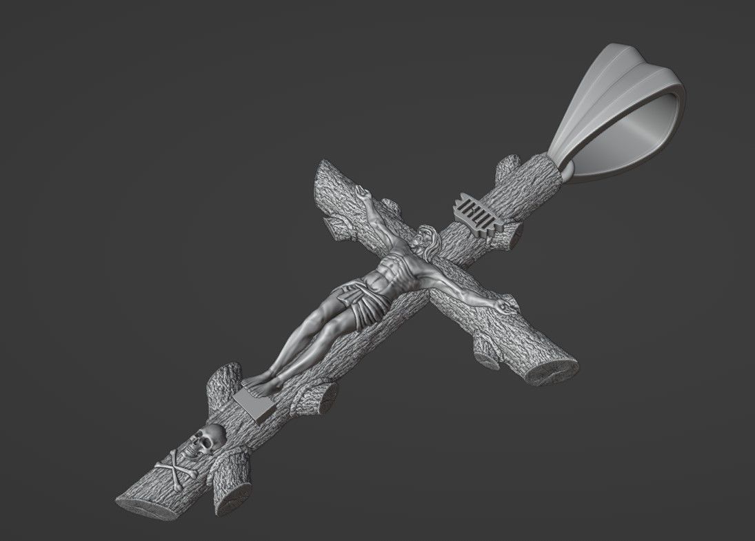 Tree cross with Jesus 3D model 3D printable | CGTrader
