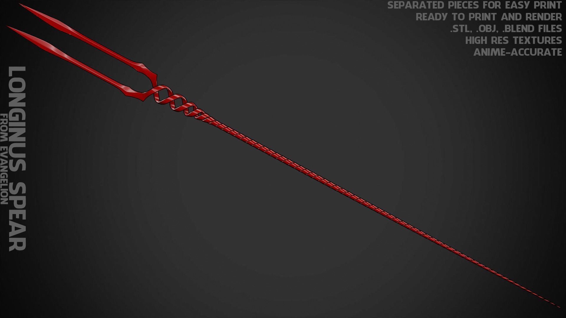 Evangelion Spear of Longinus for Cosplay 3D model 3D printable | CGTrader