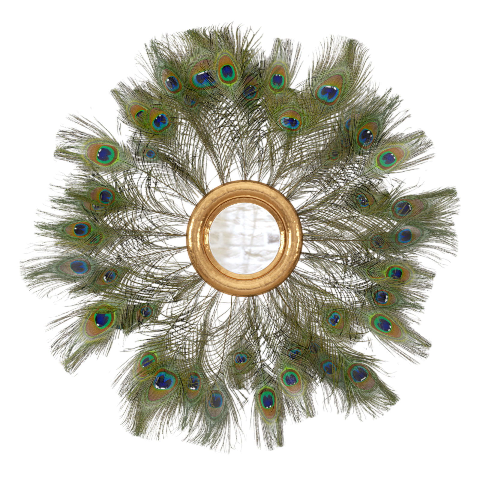 3D model Gold sun mirror with peacock feathers VR / AR / low-poly ...