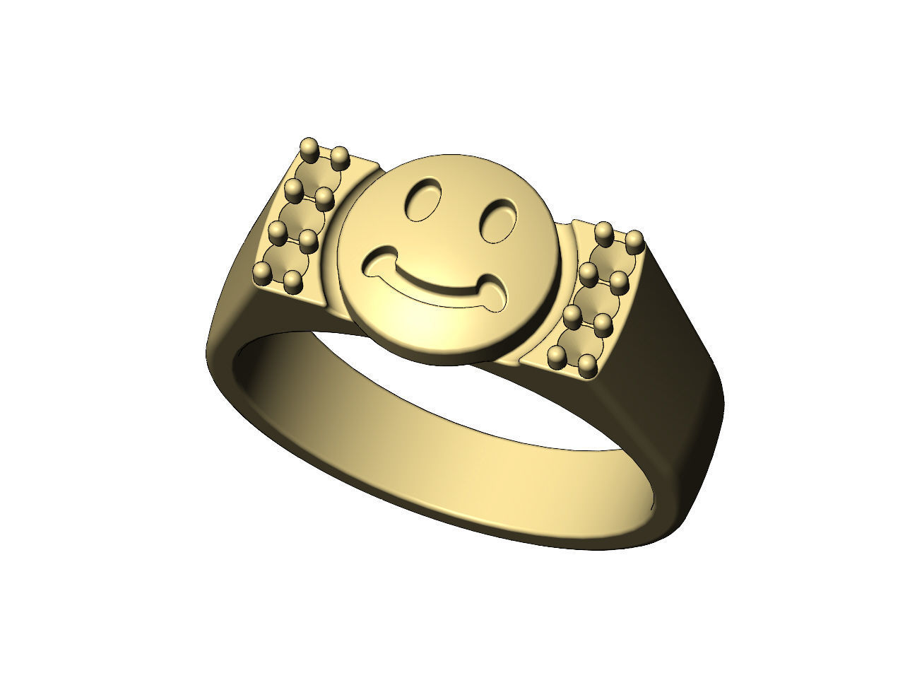 Smile emoji face diamond sides ring US sizes 7 8 9 3D model 3D ...