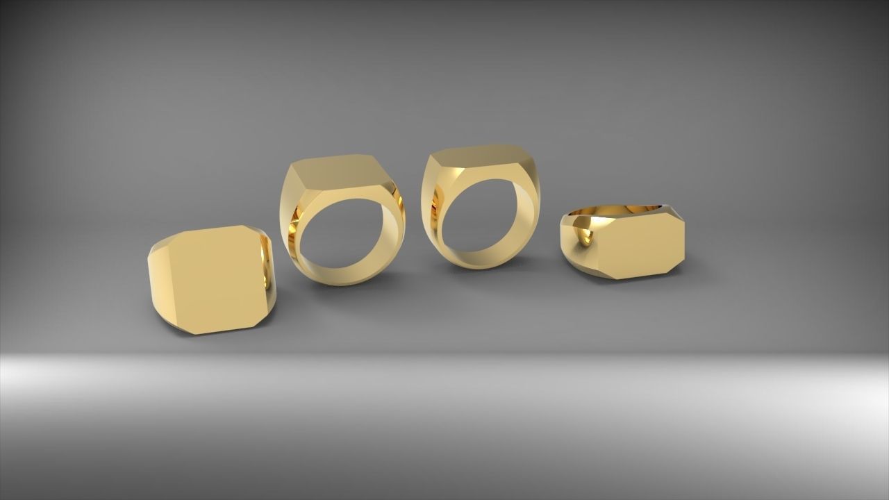 Signet ring 2 models 4 sizes 3D model 3D printable | CGTrader