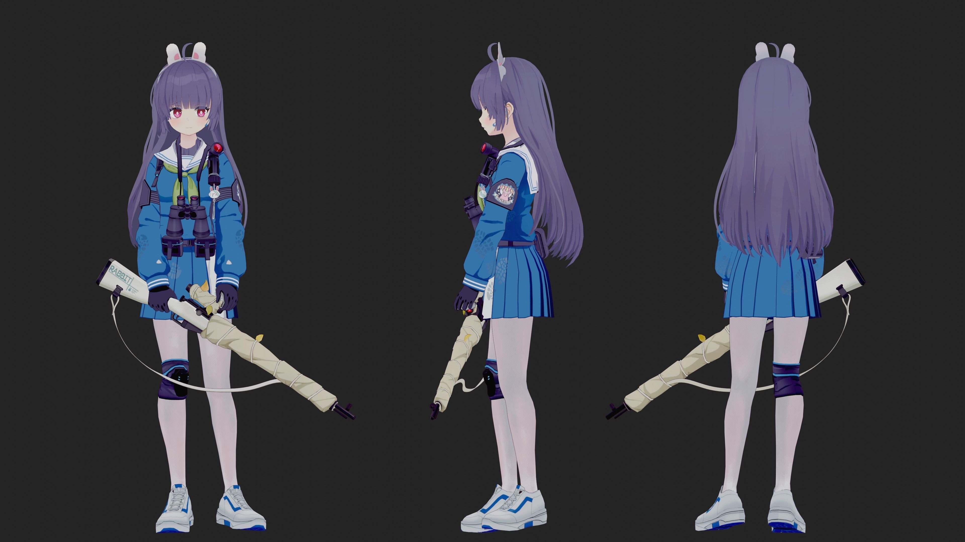 3d Model Anime Girl 3d Model Rigged Vr Ar Low Poly Cgtrader