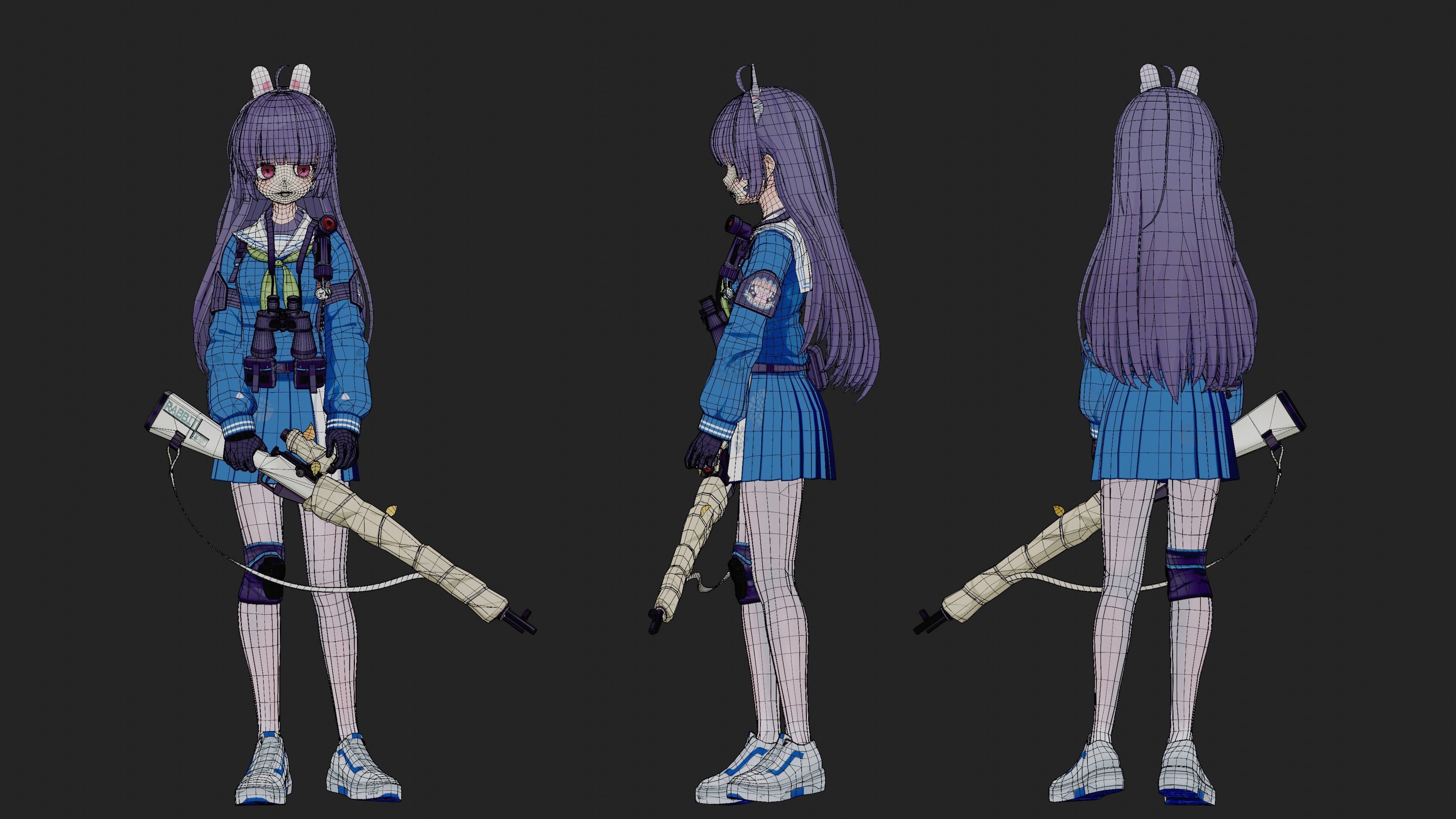3d Model Anime Girl 3d Model Rigged Vr Ar Low Poly Cgtrader