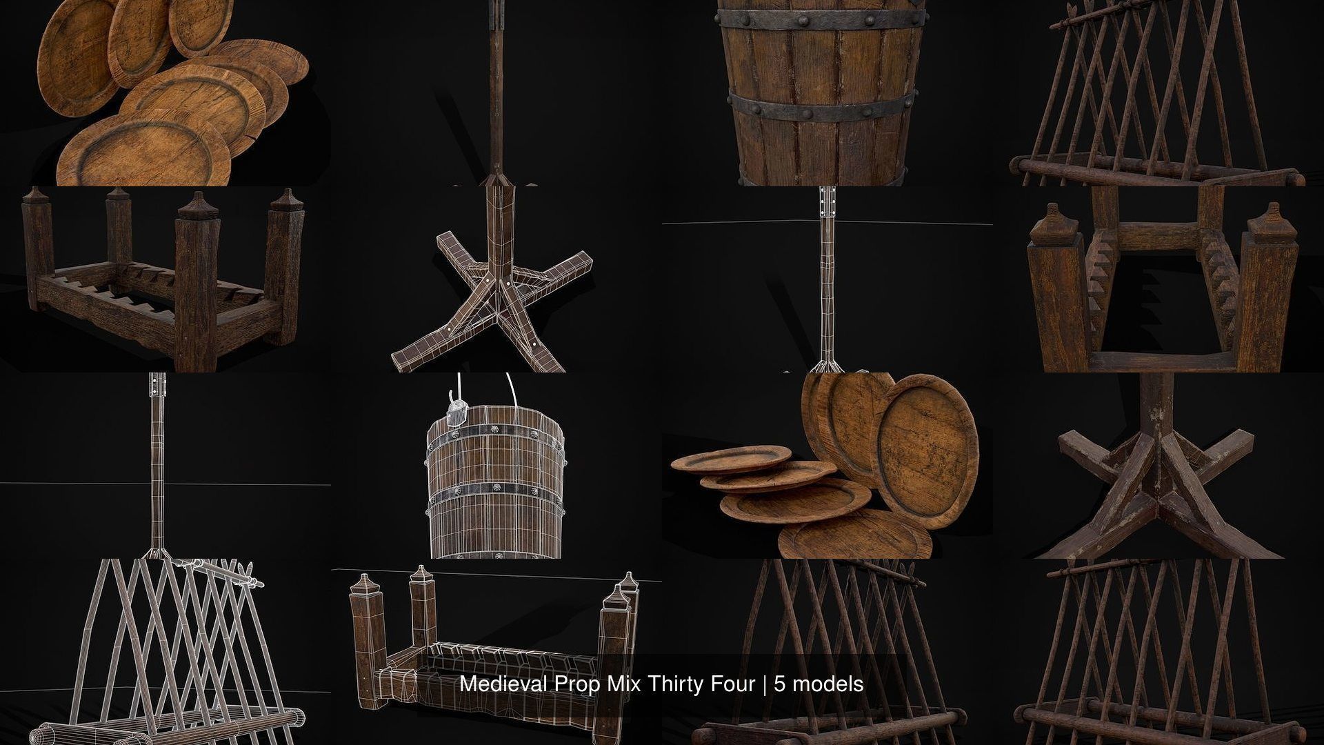 3D Model Collection Medieval Prop Mix Thirty Four VR / AR / low-poly ...