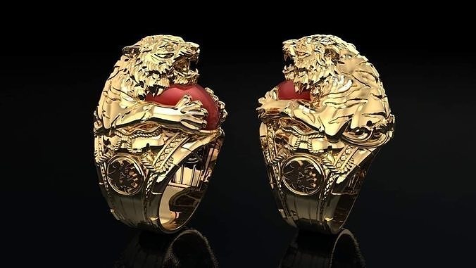 Tiger Ring Ruby 3D model 3D printable | CGTrader