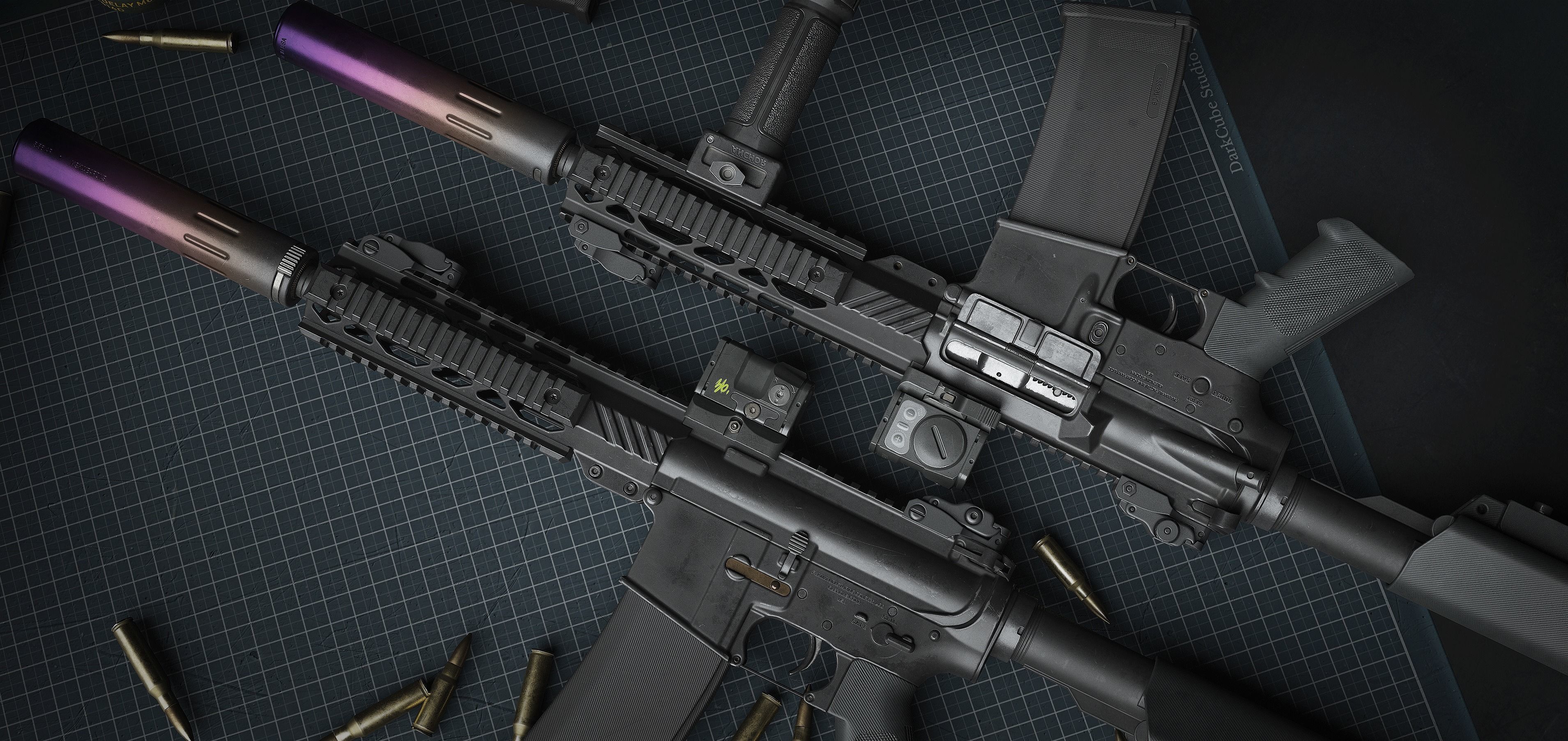 3D model AR15 Pack - x9 Attachments Included VR / AR / low-poly | CGTrader
