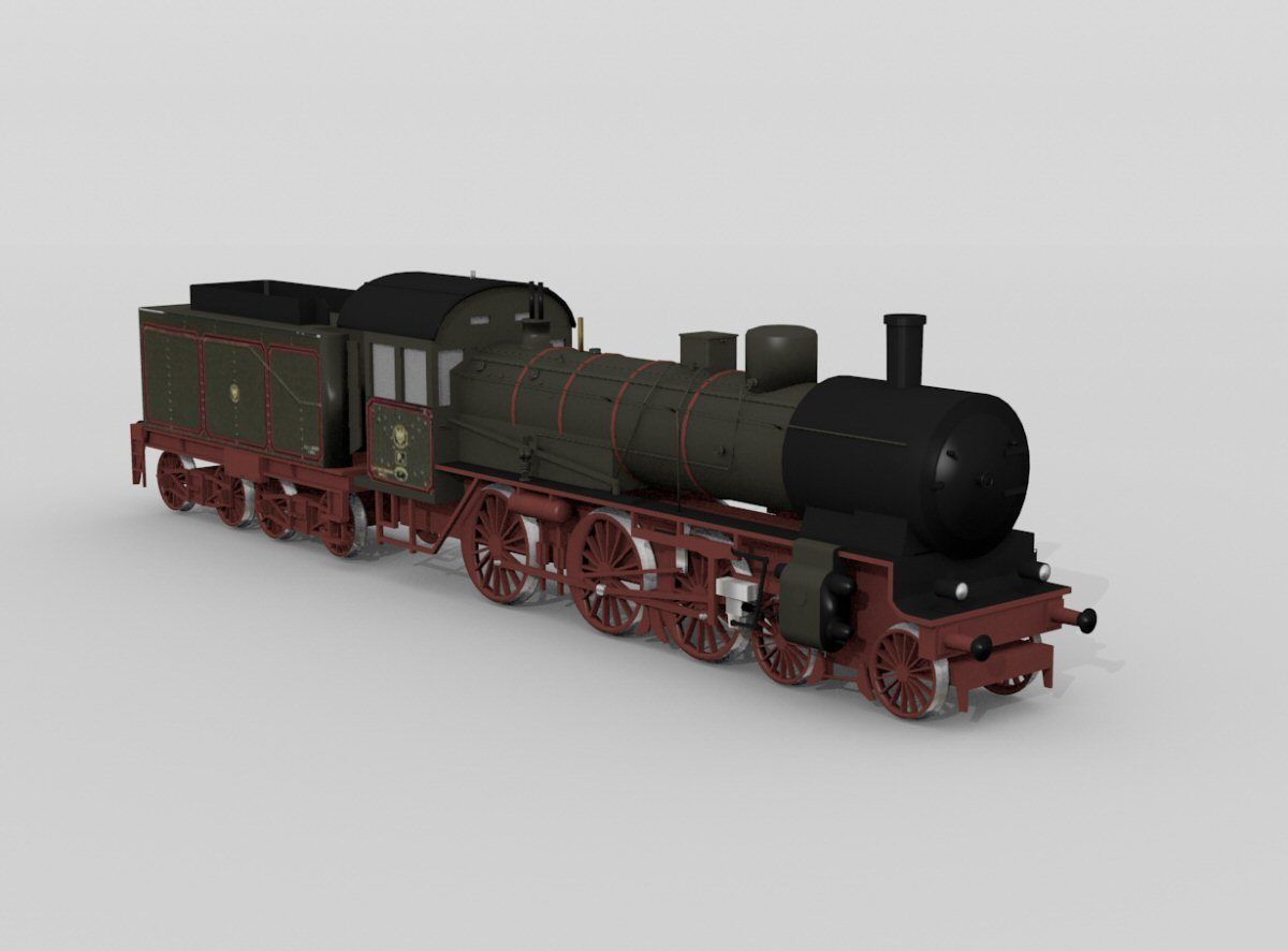 German historical steam locomotive P8 3D model | CGTrader