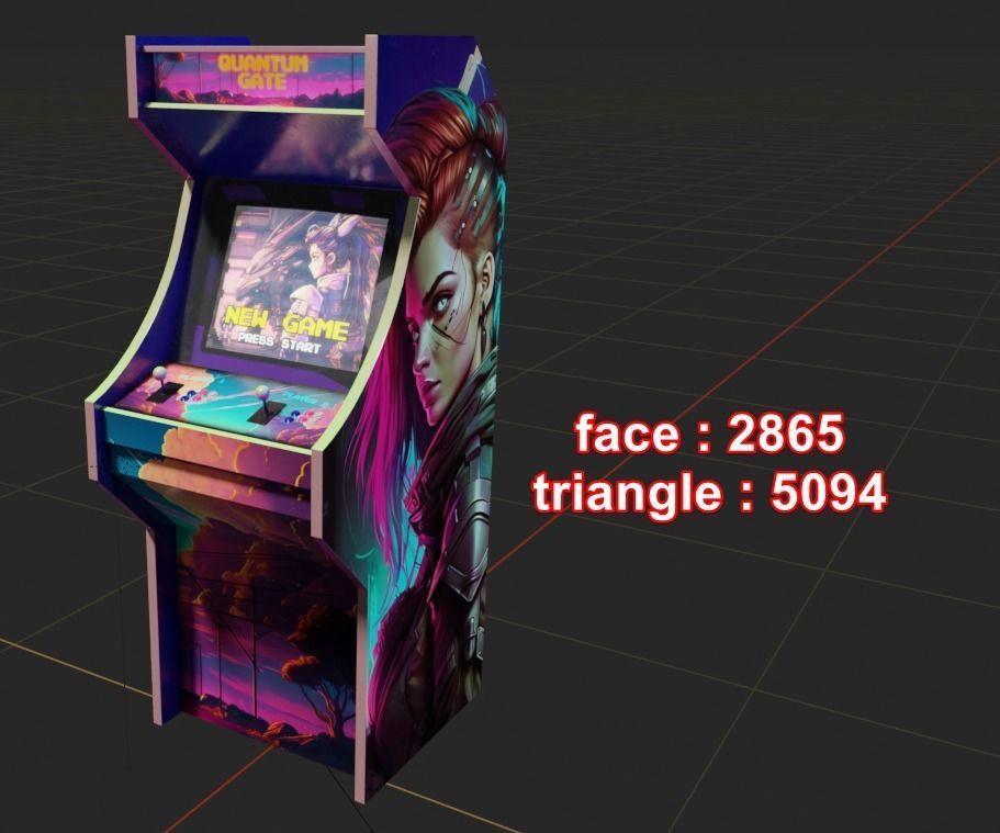 3D model Arcade Machine Cyberpunk robot and girl theme gaming game ...