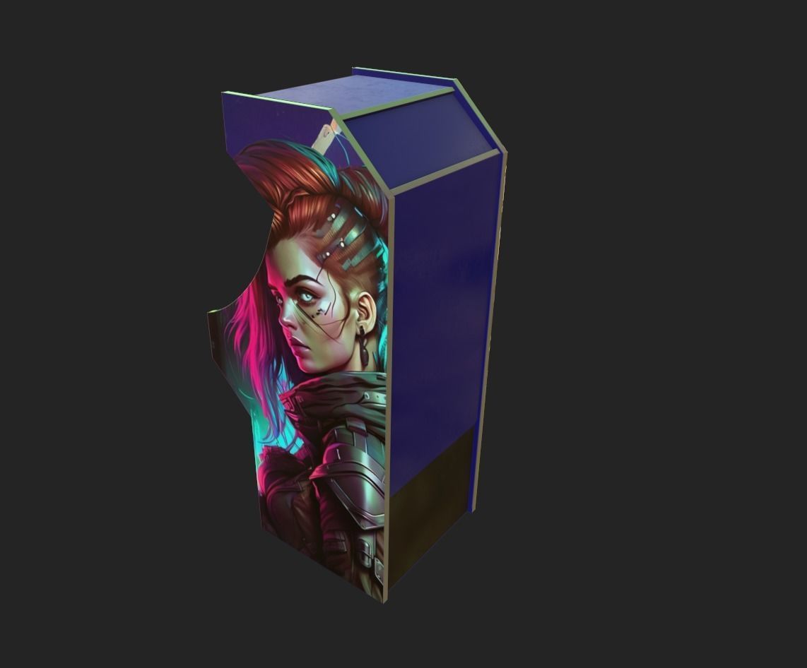3D model Arcade Machine Cyberpunk robot and girl theme gaming game ...