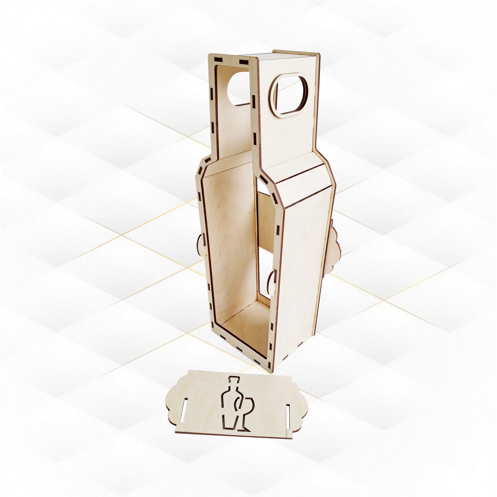 Gift wine box bottle silhouette design for laser cutting 3D model 3D ...