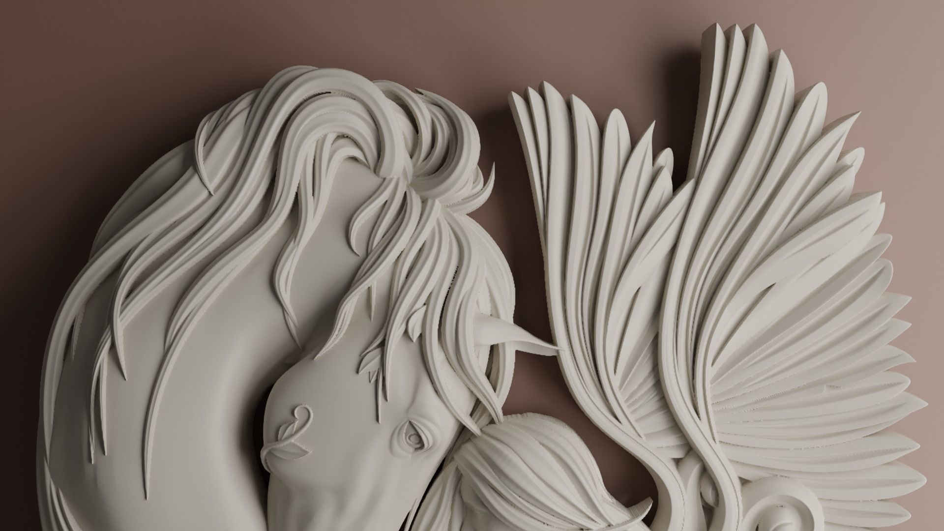 Horse Angel Heart Bas Relief 3D model 3D printable | CGTrader