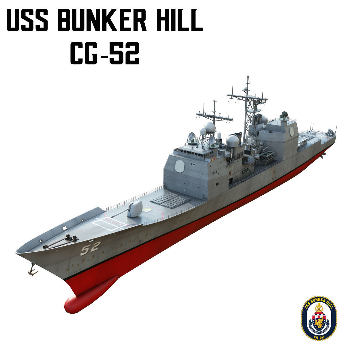 3D model Aegis Cruiser CG-52 USS Bunker Hill VR / AR / low-poly | CGTrader