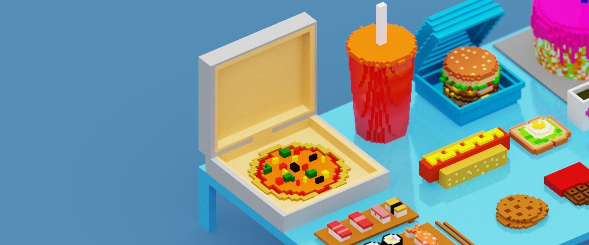 3D model Voxel Fast Food Pack VR / AR / low-poly | CGTrader