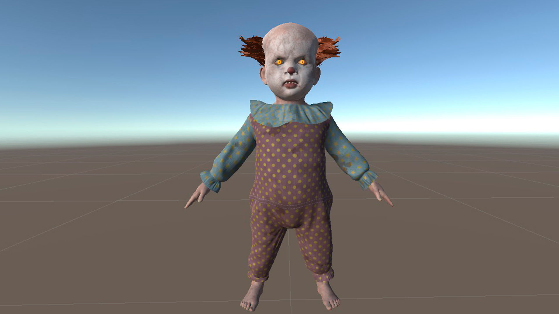 3D model Scary Baby Clown game character for Horror games VR / AR / low ...