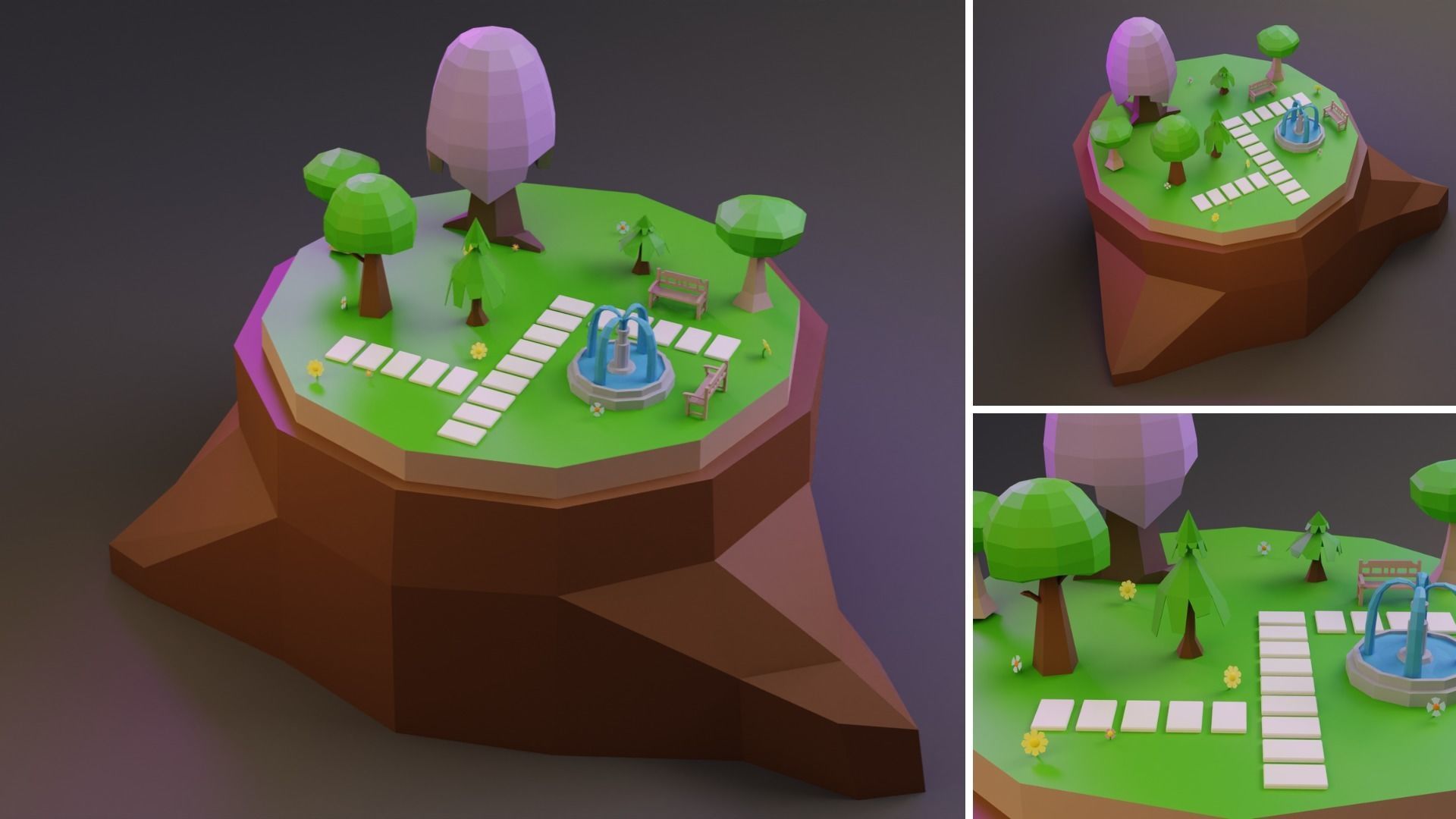3D model Low Poly Worlds Islands Exteriors Pack 5 VR / AR / low-poly ...