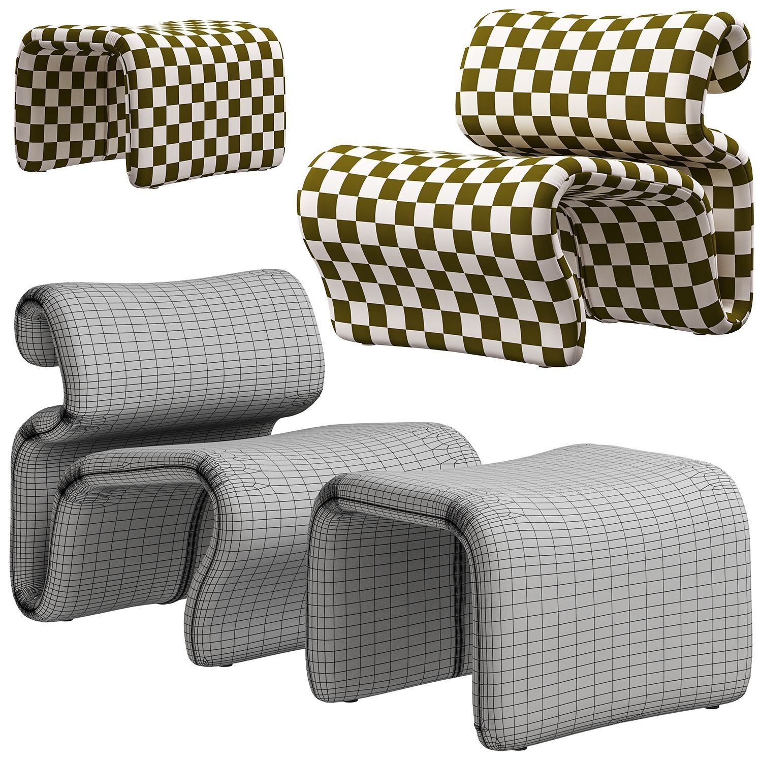 Artilleriet - Etcetera Fabric Easy Chair and Foot 3D model | CGTrader