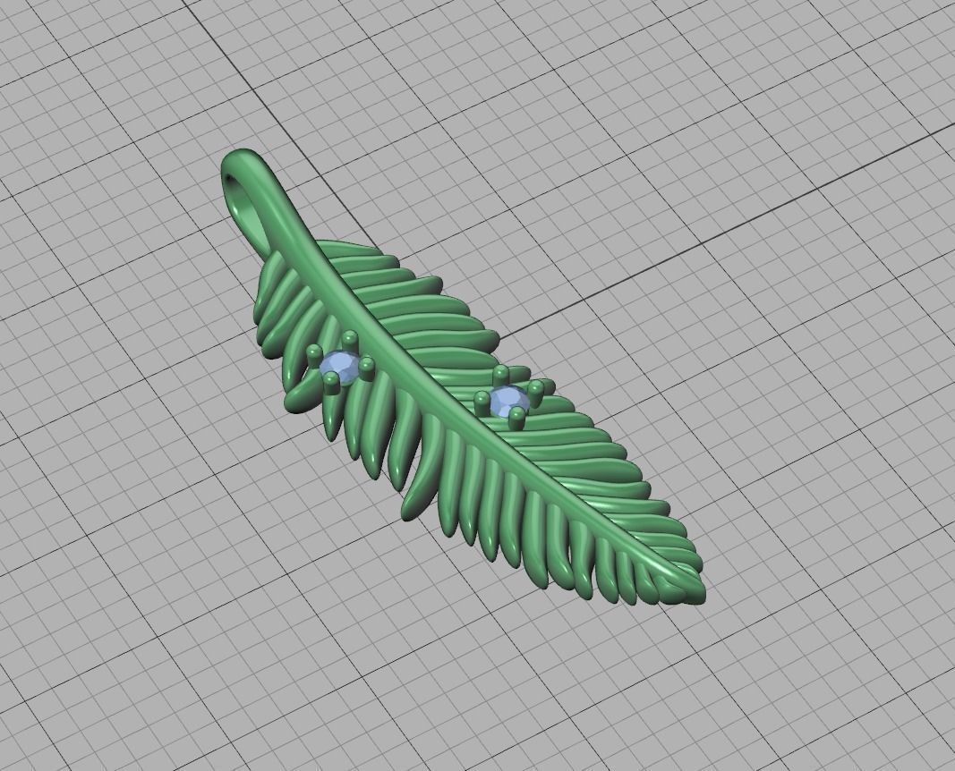 Mini Feather Diamond Pendant 20mm Length 3dmodel 3D model 3D printable ...