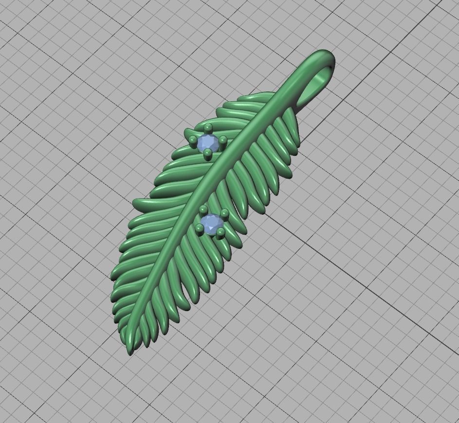 Mini Feather Diamond Pendant 20mm Length 3dmodel 3D model 3D printable ...