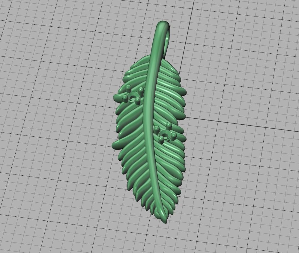 Mini Feather Diamond Pendant 20mm Length 3dmodel 3D model 3D printable ...