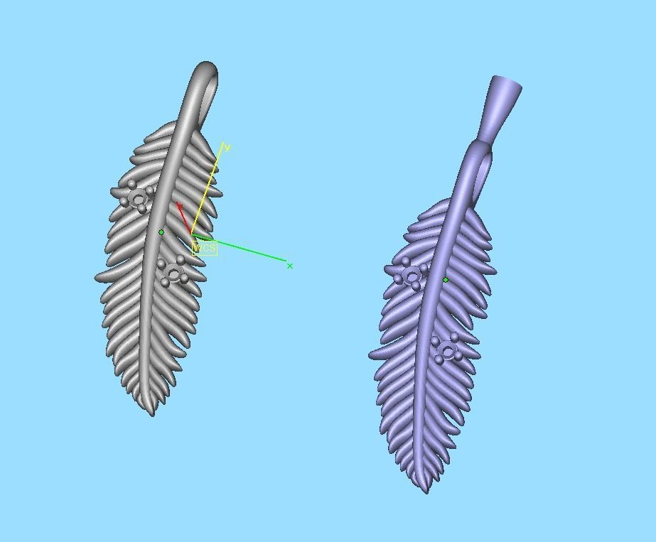 Mini Feather Diamond Pendant 20mm Length 3dmodel 3D model 3D printable ...