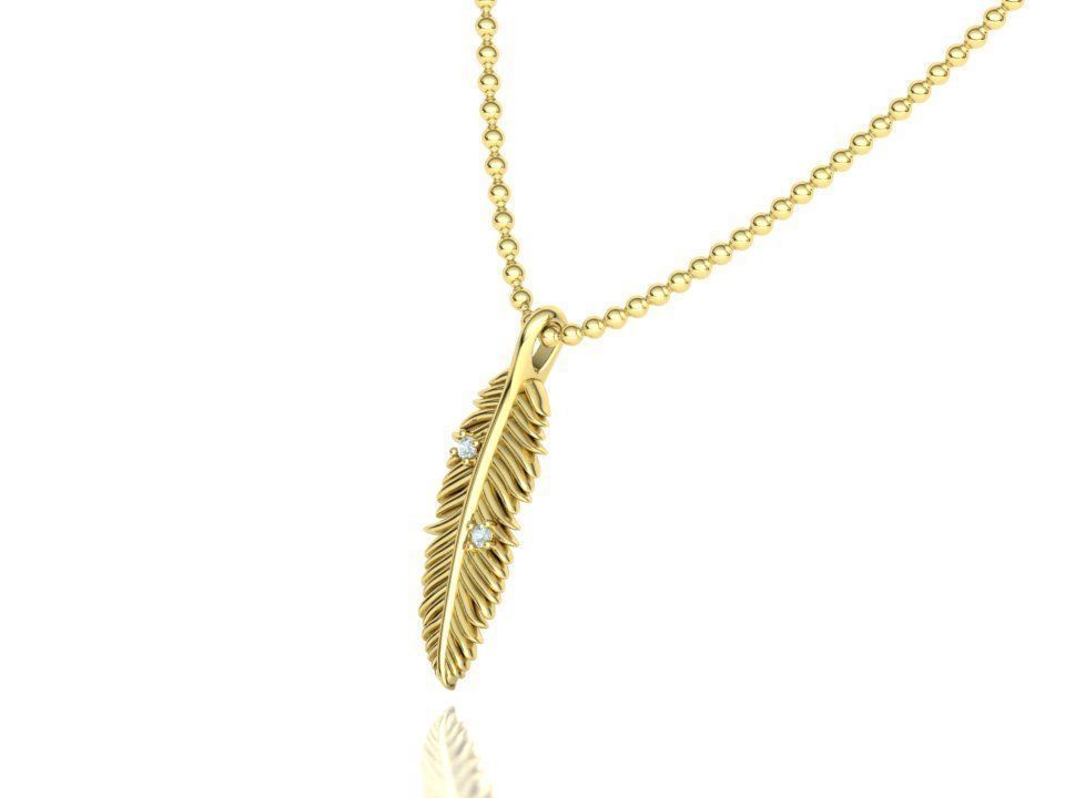 Mini Feather Diamond Pendant 20mm Length 3dmodel 3D model 3D printable ...