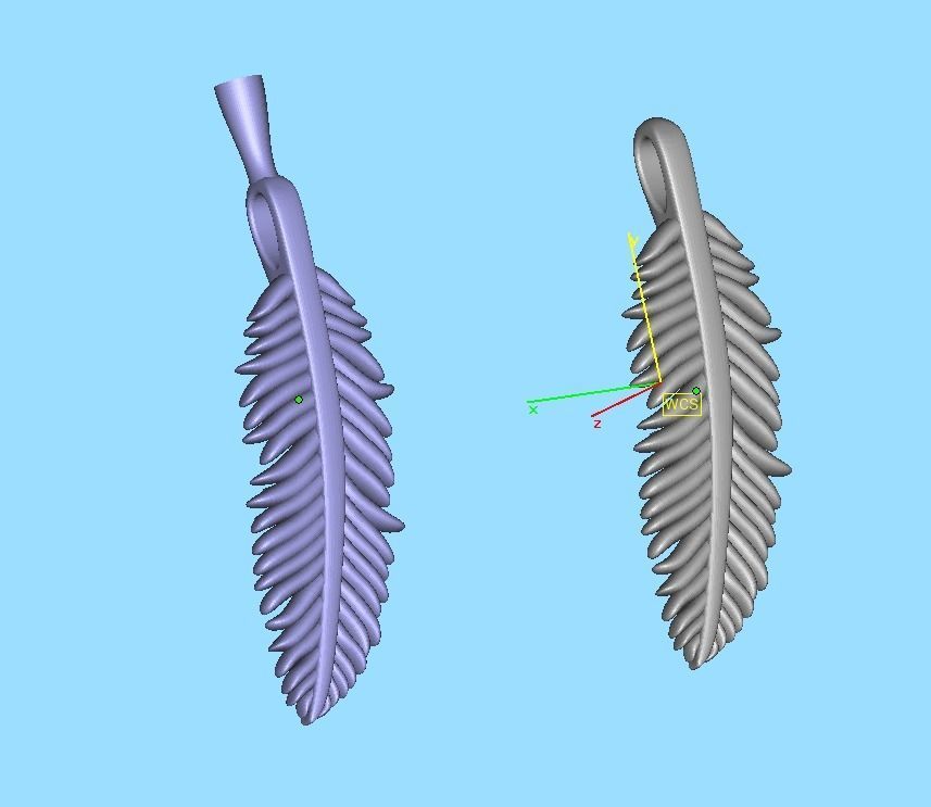 Mini Feather Diamond Pendant 20mm Length 3dmodel 3D model 3D printable ...