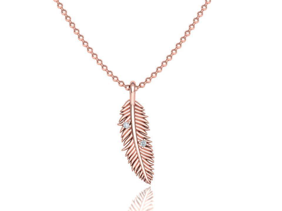 Mini Feather Diamond Pendant 20mm Length 3dmodel 3D model 3D printable ...