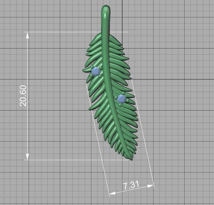 Mini Feather Diamond Pendant 20mm Length 3dmodel 3D model 3D printable ...