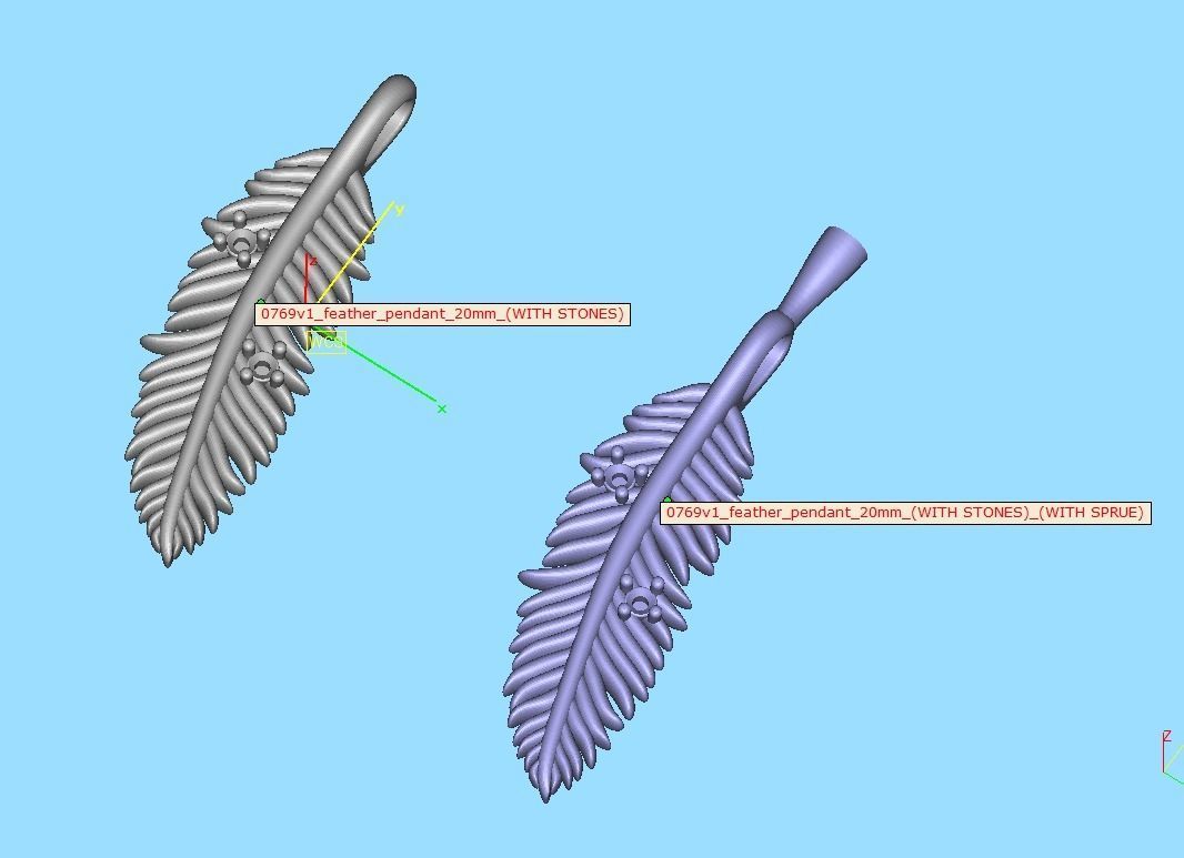 Mini Feather Diamond Pendant 20mm Length 3dmodel 3D model 3D printable ...