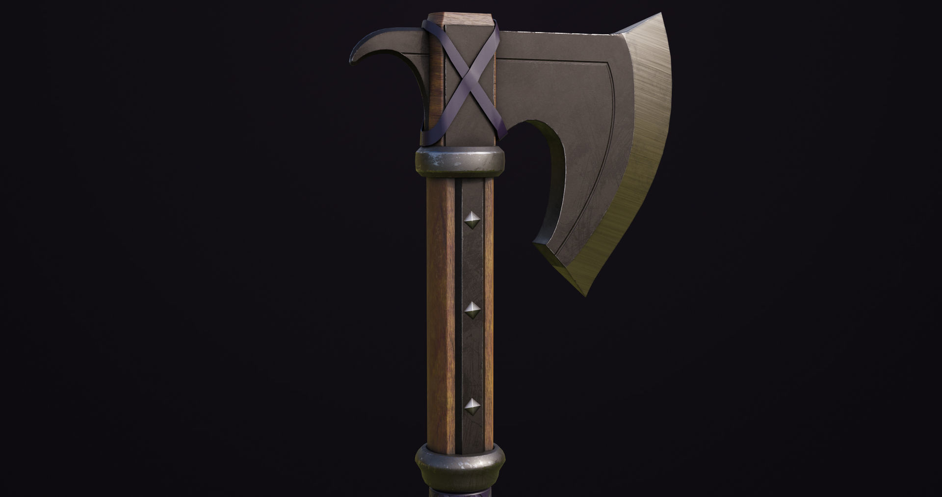 3D model Battle Axe 14 Violet Handle All PBR Unity UE Textures Included ...