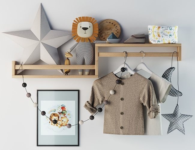 Kids shelf set 02 3D model | CGTrader