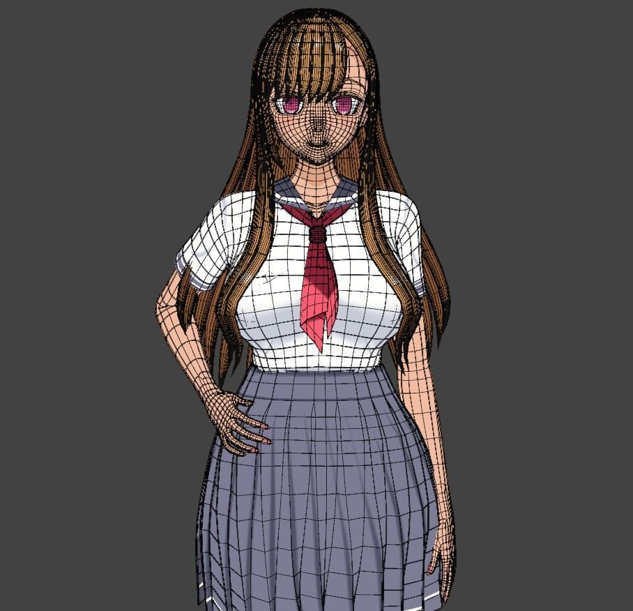 3D model Anime girl - Student - 3 VR / AR / low-poly | CGTrader