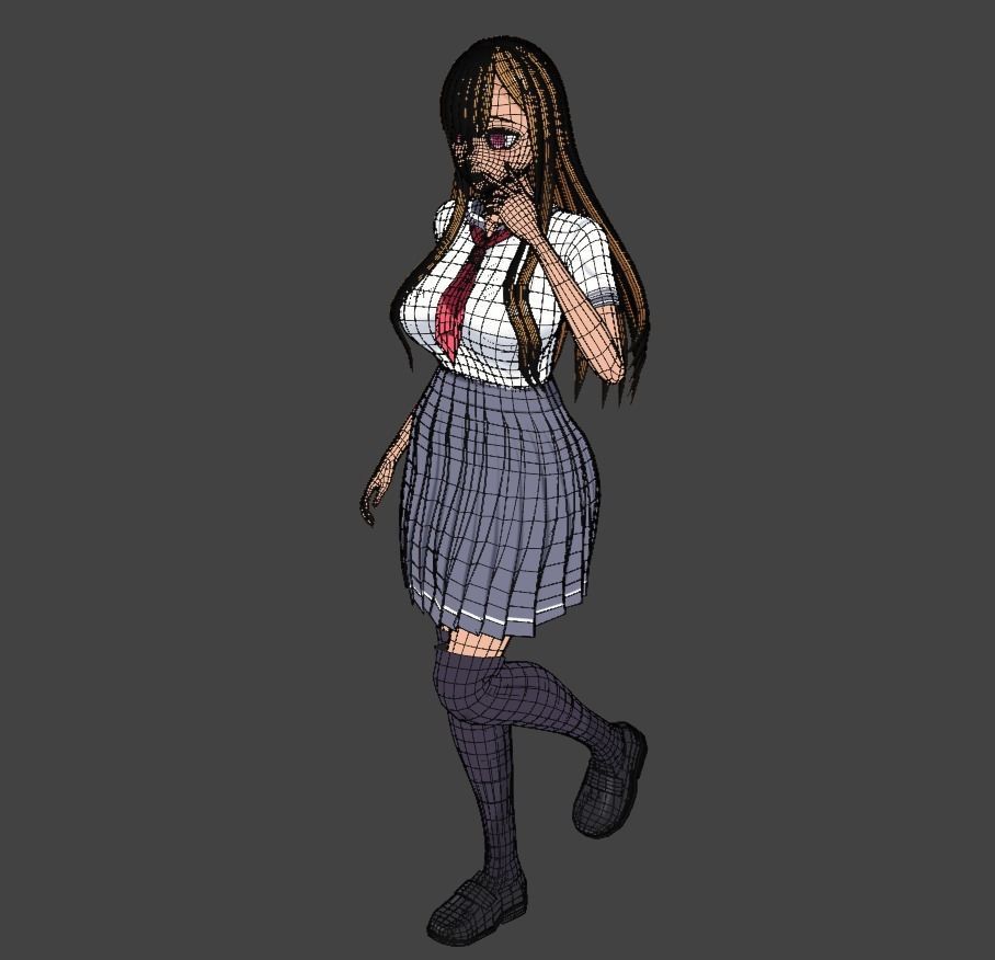 3D model Anime girl - Student - 3 VR / AR / low-poly | CGTrader
