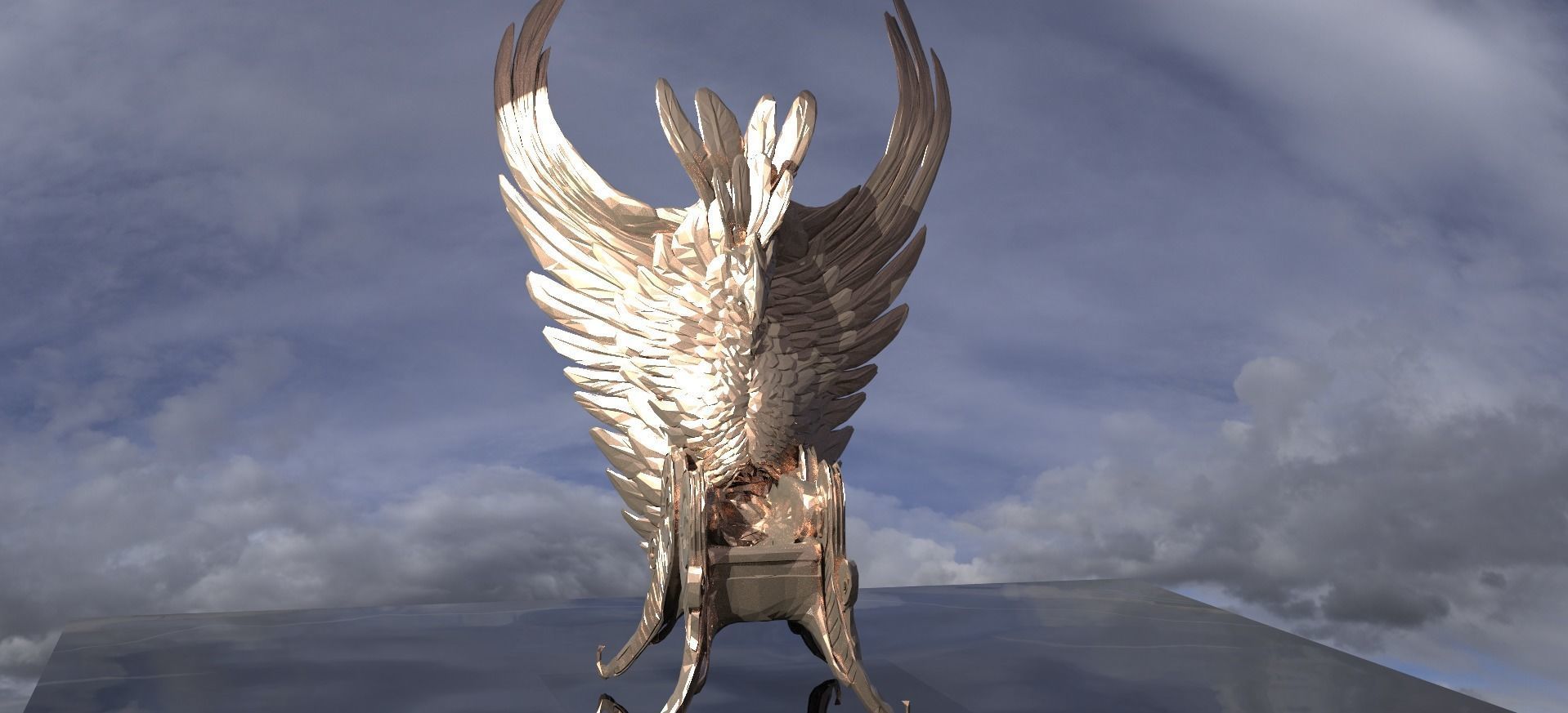 3D model Feathered angel wing Throne Large Low poly VR / AR / low-poly ...