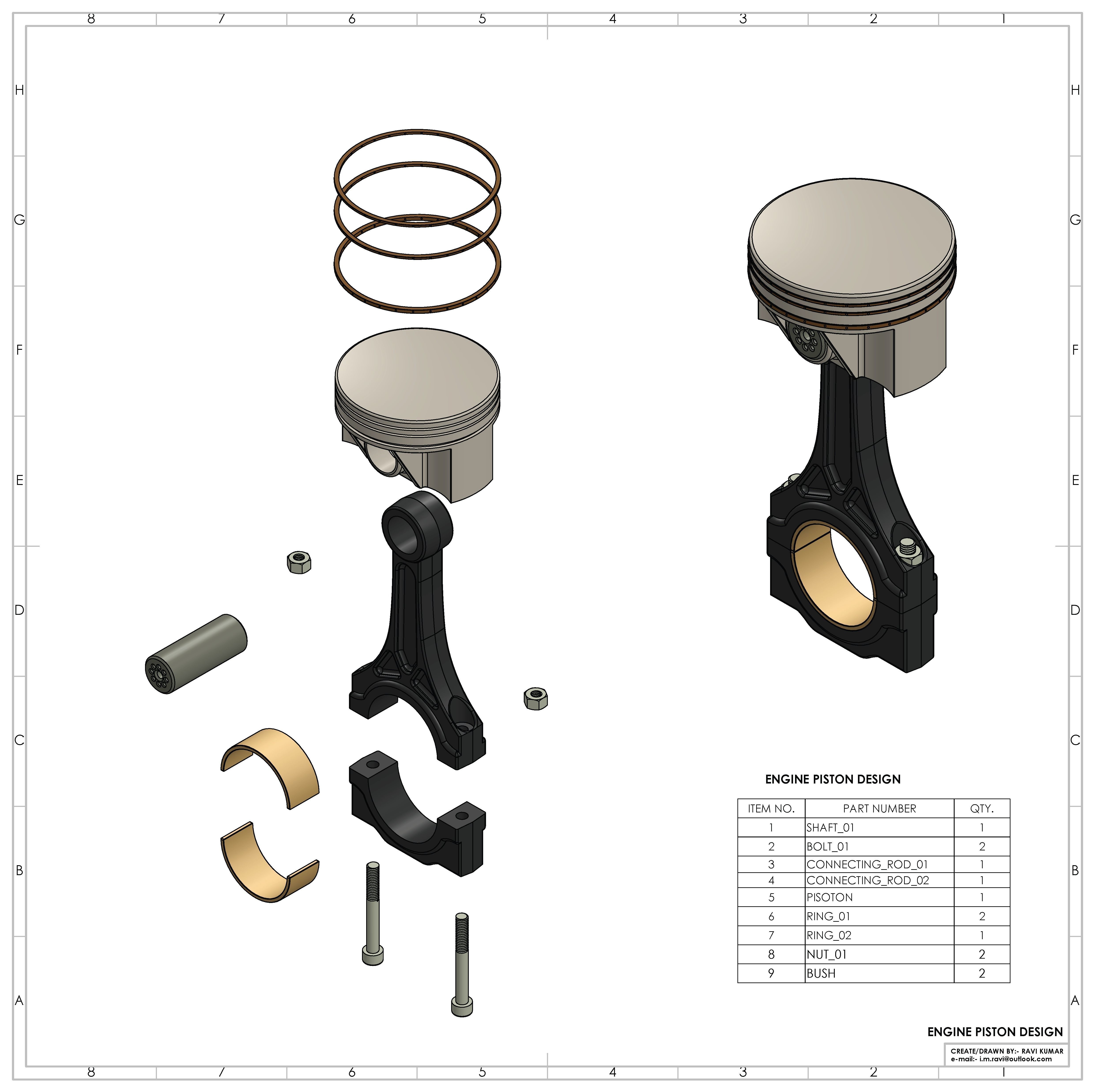 Engine Piston Assembly 3D model 3D printable | CGTrader