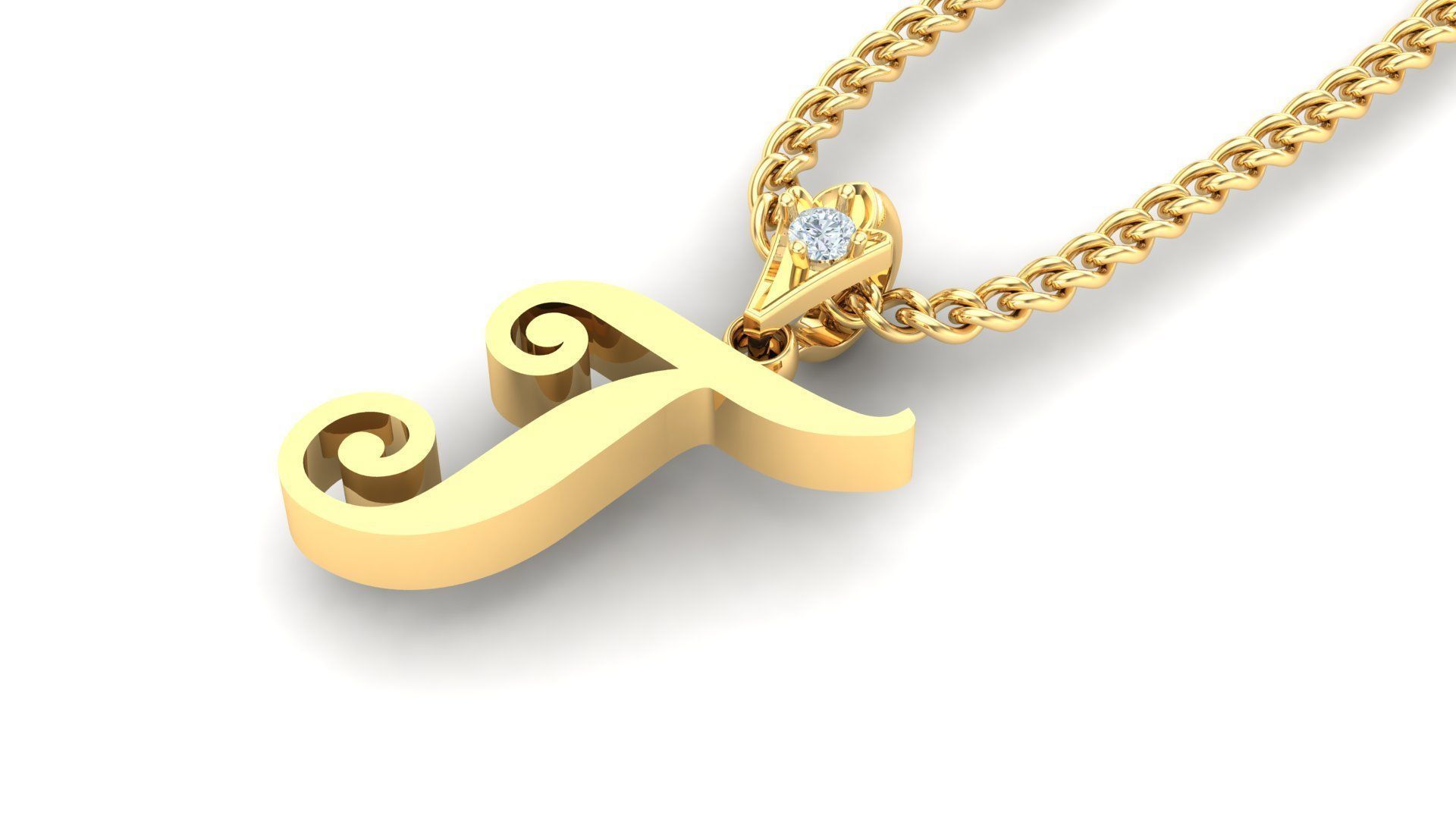 alphabet fonts pendant Letter T 3D model | CGTrader