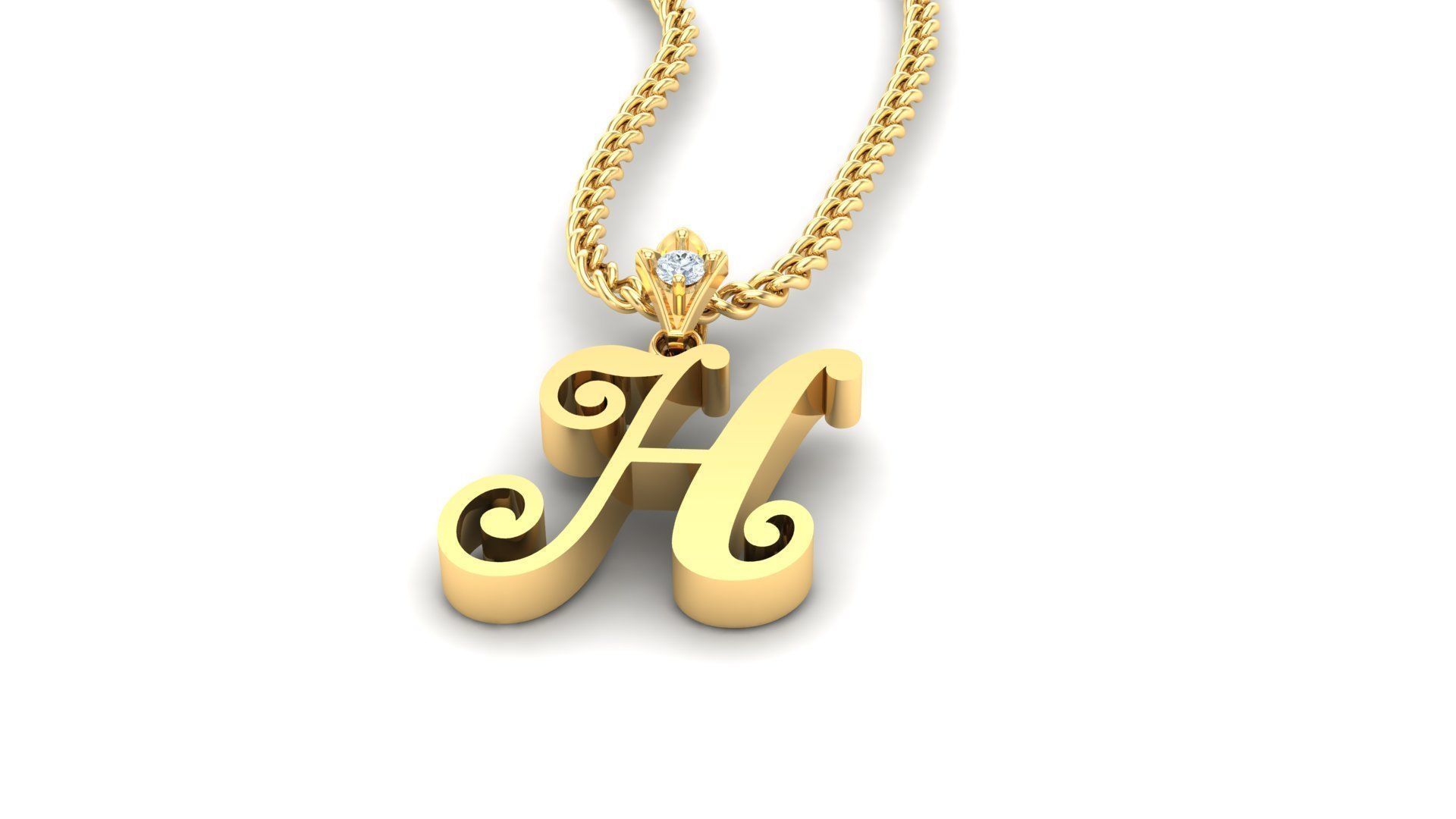 alphabet fonts pendant Letter H 3D model | CGTrader