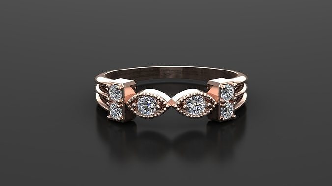 Diamond Ring Cad SR67 3D model 3D printable | CGTrader